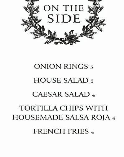 Menu at Courtyard Cafe, Austin