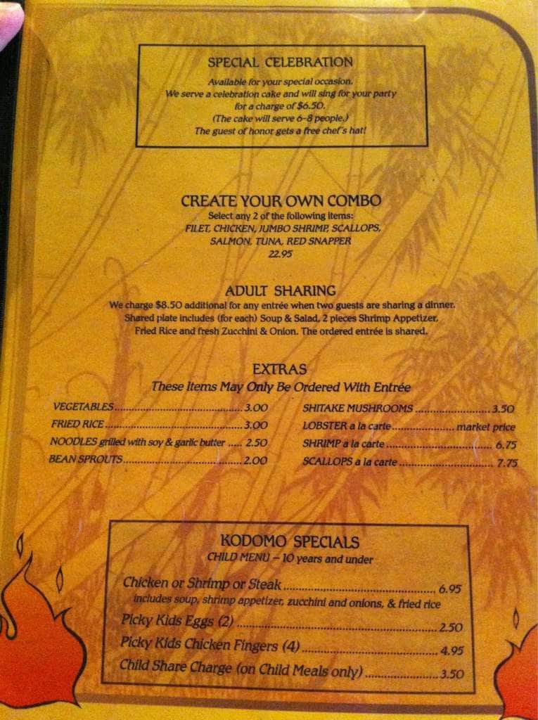 Menu at Fire & Sticks Japanese Steakhouse & Sushi, High Point