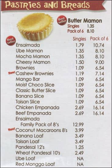 Menu at Red Ribbon fast food, Tukwila Menu at Red Ribbon fast food, Tukwila