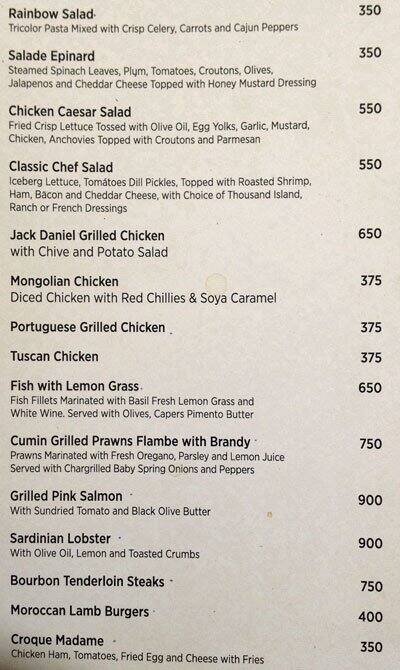 Menu at The First Floor, Hyderabad