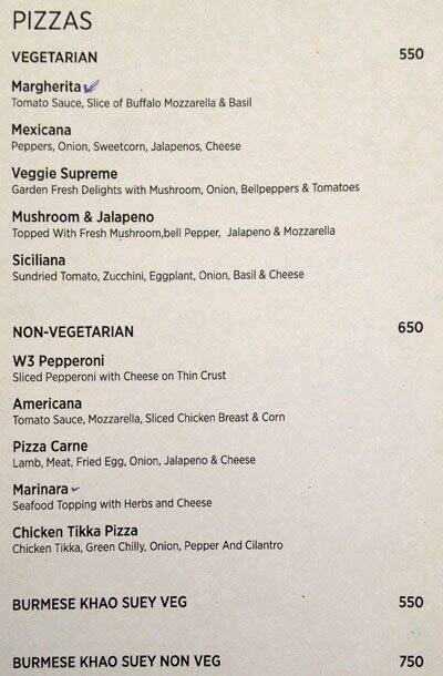Menu at The First Floor, Hyderabad