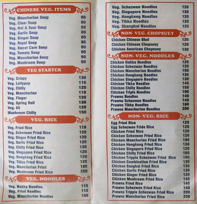 Menu of RK Mirchi Family Restaurant, Mira Road, Mumbai