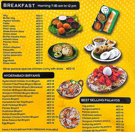 Menu of Silver Palace, Al Nahda, Sharjah