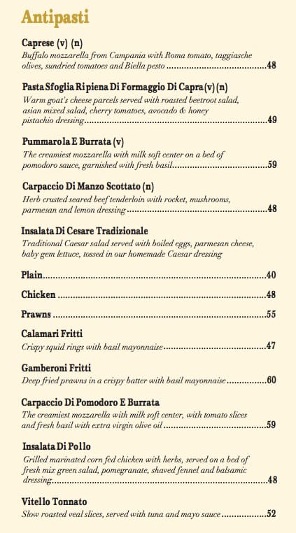 Menu at Biella pizzeria, Dubai, Al Quoz Rd Interchange 3 Sheikh Zayed Rd