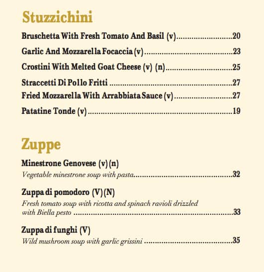 Menu at Biella pizzeria, Dubai, Al Quoz Rd Interchange 3 Sheikh Zayed Rd