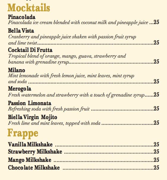 Menu at Biella pizzeria, Dubai, Al Quoz Rd Interchange 3 Sheikh Zayed Rd