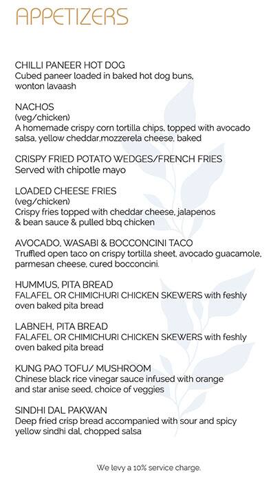 Menu at Sashay Taproom & Kitchen, Bengaluru