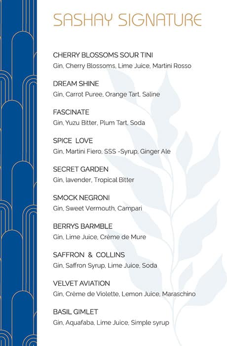 Menu at Sashay Taproom & Kitchen, Bengaluru