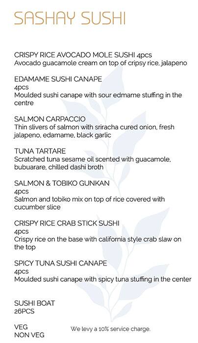 Menu at Sashay Taproom & Kitchen, Bengaluru