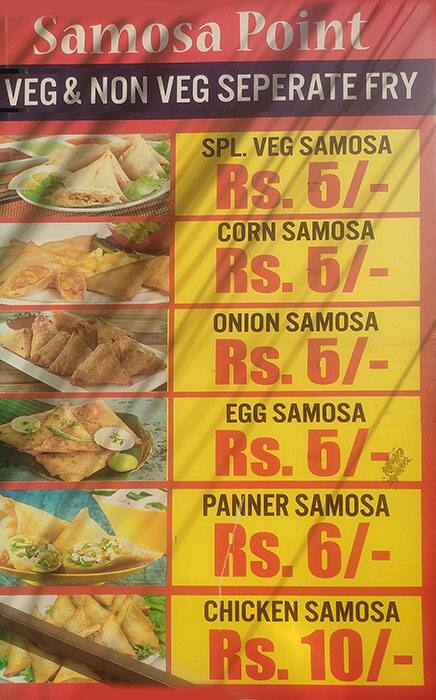 Menu of Samosa Point, Koti, Hyderabad