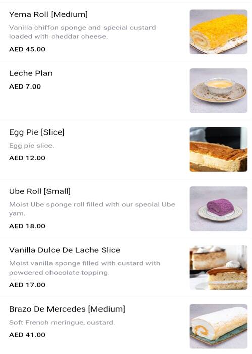 Menu of Sweet Indulgence, Al Nahda, Dubai