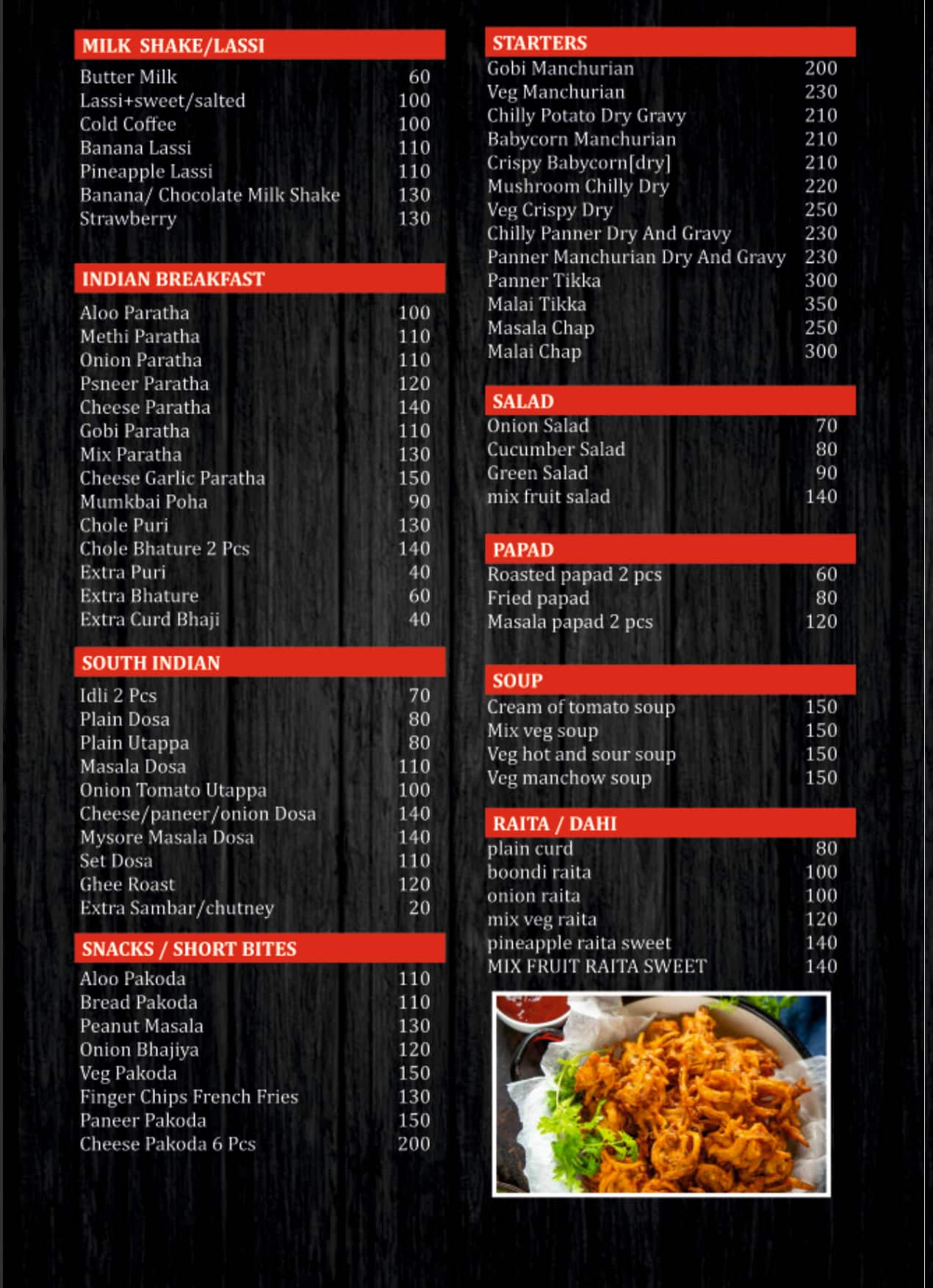 Menu of Punjabi Tadka, Baga, Goa