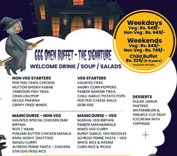 Menu of Haunted, Mylapore, Chennai