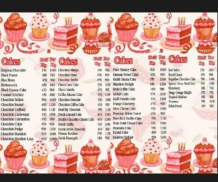 Menu of Cakes Of Heaven, Ghansoli, Navi Mumbai