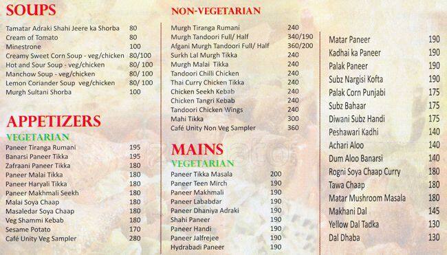 Menu at Cafe Unity, Ghaziabad, Ka - 1 Near Wave Cinema Dabur Road ...
