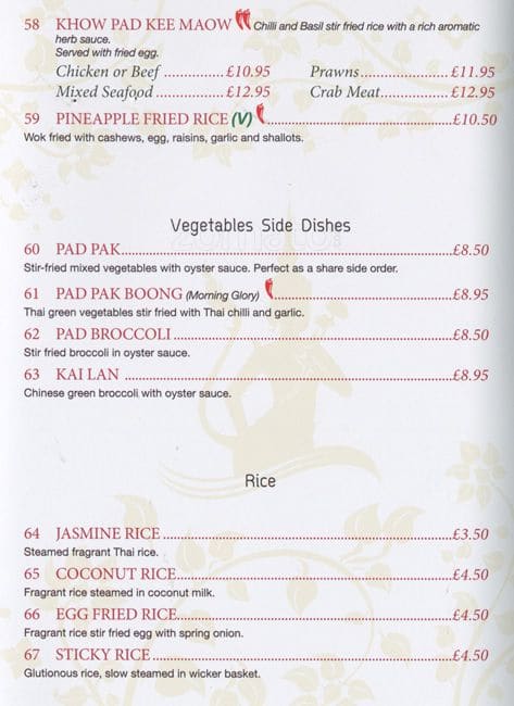 Menu at Thai City restaurant, London, 110 Old Street