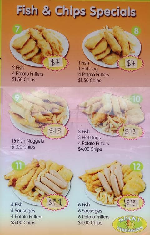 Menu at Nocky Takeaways fast food, Auckland, 218 Great South Rd