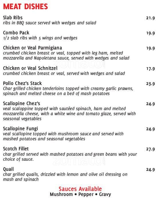 Menu at Little Chezs pizzeria, Welland