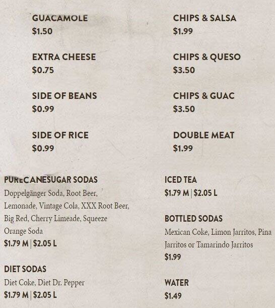 Menu at Cabo Bob's Burritos restaurant, Austin, 500 E Ben White Blvd ...