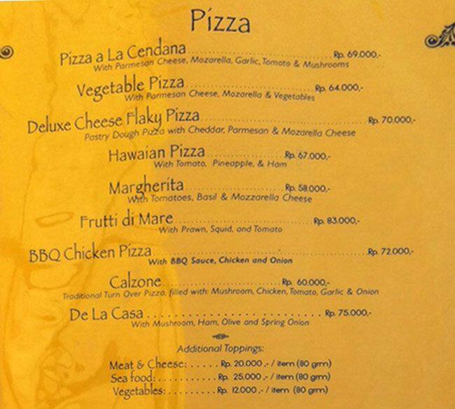 Menu at Cendana Restaurant - Puri Cendana Resort Bali, Mengwi