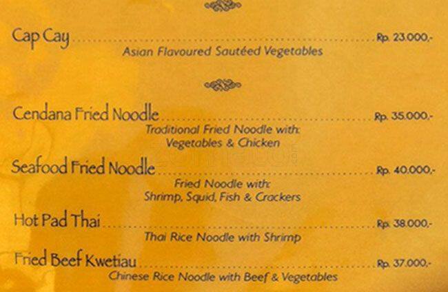 Menu at Cendana Restaurant - Puri Cendana Resort Bali, Mengwi