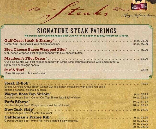 Menu at Saltgrass Steak House steakhouse, San Antonio, I-10 West