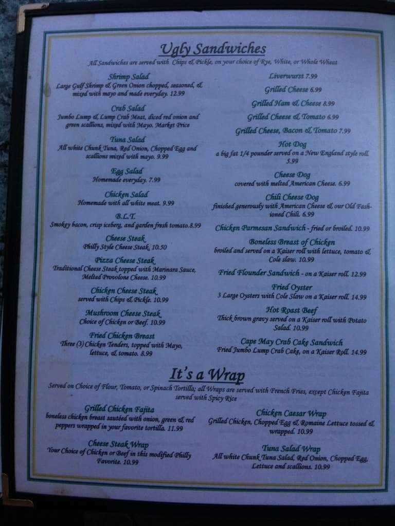 Menu at Ugly Mug pub & bar, Cape May
