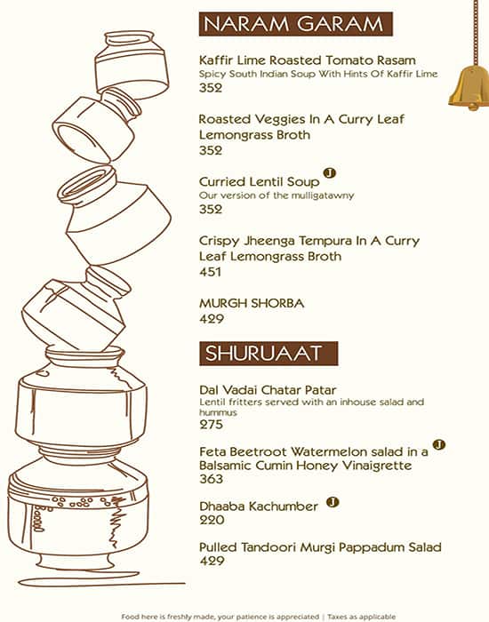 Menu of Tanatan, Dadar Shivaji Park, Mumbai