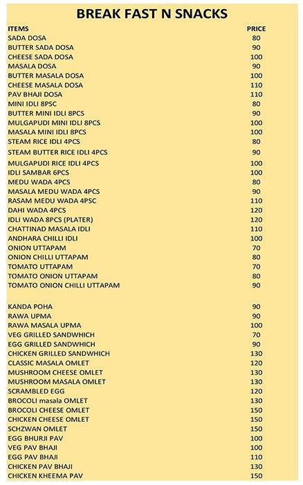 Menu of Rising Breakfast & Snacks, Panch Pakhadi, Thane West, Thane