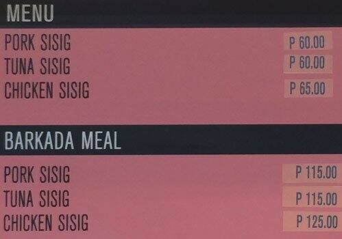 Carta del restaurante Sgt. Sisig, Taguig, 3 World Square Building