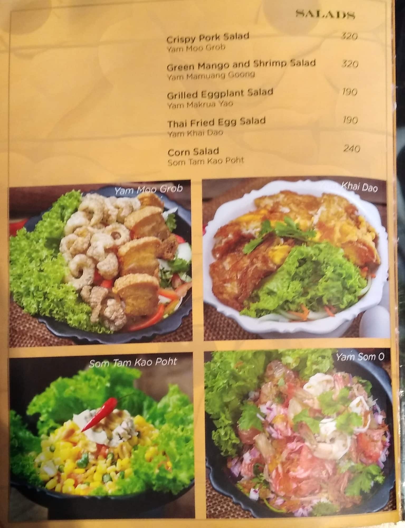 Menu at Tamarind restaurant, Taguig