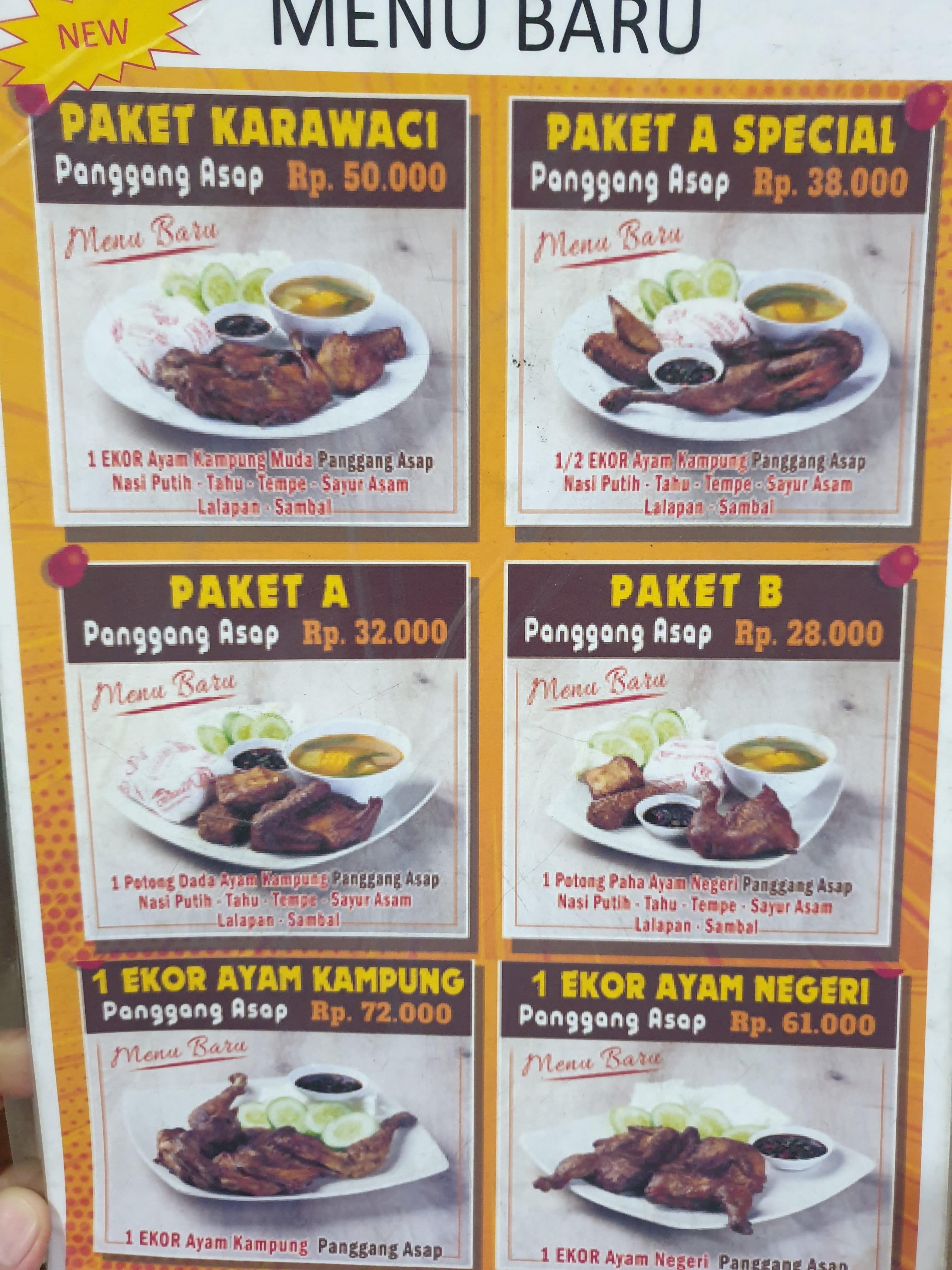 Menu at Ayam Goreng Karawaci restaurant, Tangerang, Jl. Nasional No.1