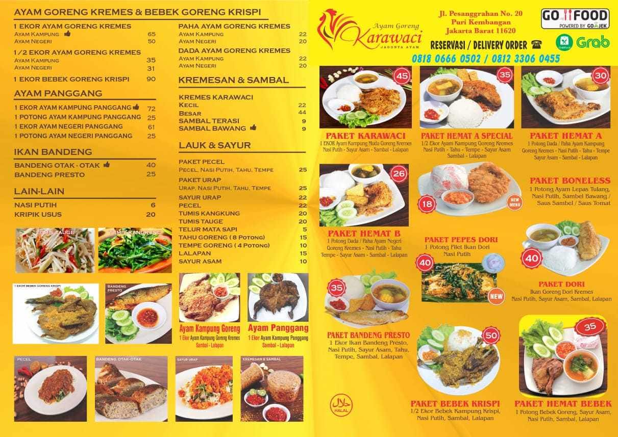 Menu at Ayam Goreng Karawaci restaurant, Tangerang, Jl. Nasional No.1