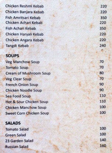 Menu at Twenty Three-24/7 Food N Booze, Arpora