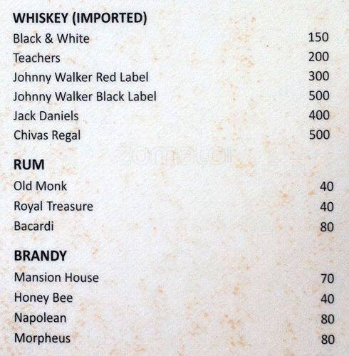 Menu at Twenty Three-24/7 Food N Booze, Arpora