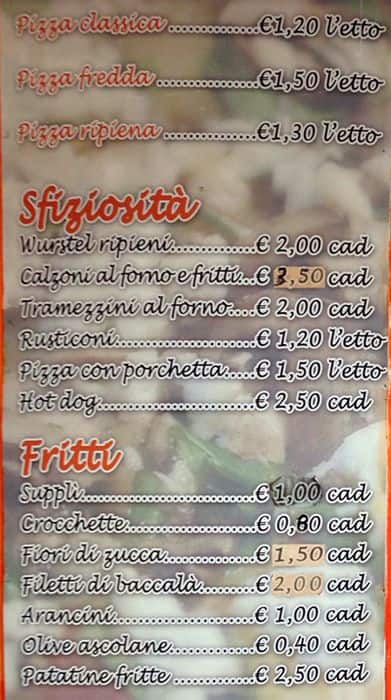 Menu at Pizza...che buona pizzeria, Rome