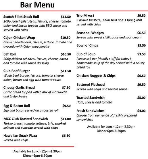 Menu at Melton Country Club, Melton