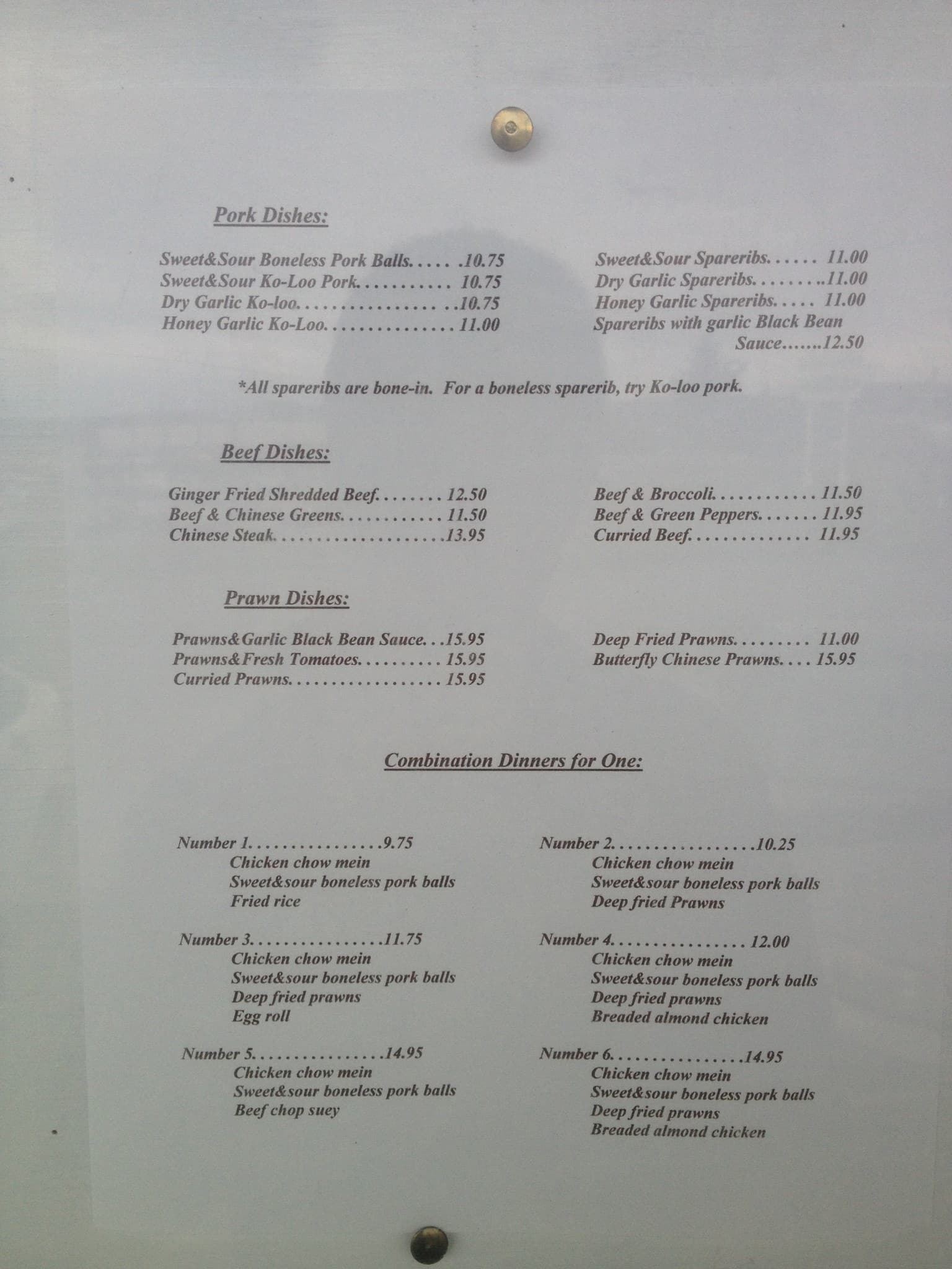 Menu at M & Y Restaurant, Port McNeill