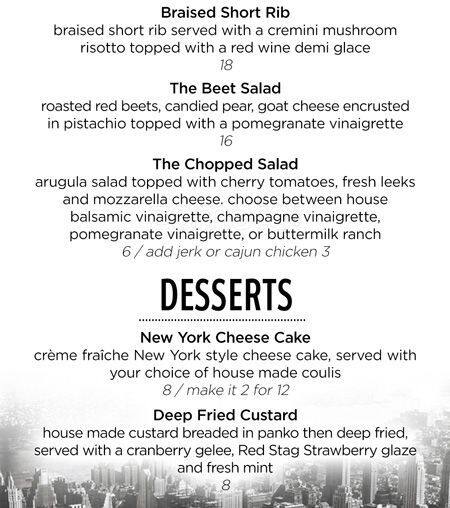 Menu at Rockefeller Lounge restaurant, Windsor