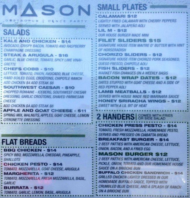 Mason Gastro Pub Menu, Menu for Mason Gastro Pub, Lincoln Park, Chicago ...