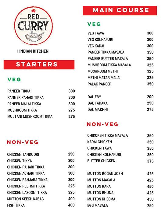 Menu of Red Curry, Vikhroli, Mumbai