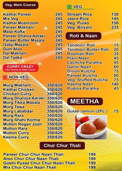 Menu of Sher Bhojan, Sector 49, Noida