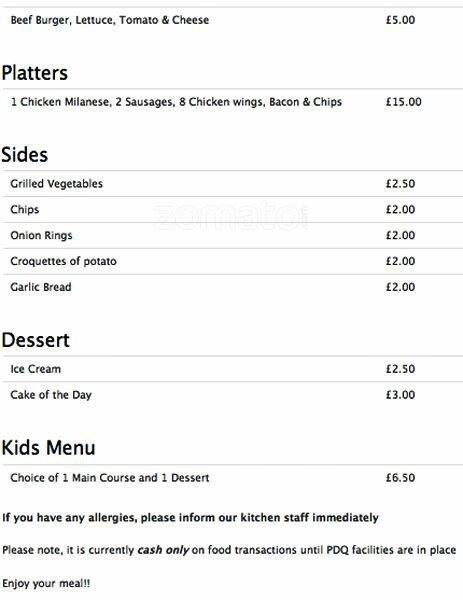 Menu at The Bricklayers Arms pub & bar, Beckenham, 237 High St