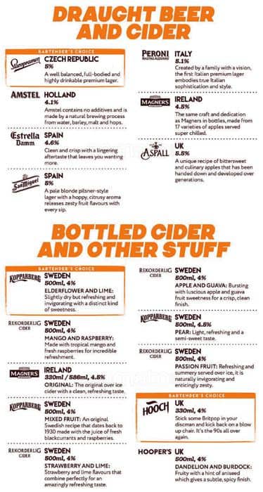 Menu at Revolution Glasgow - Renfield Street pub & bar, Glasgow, 67-69 ...