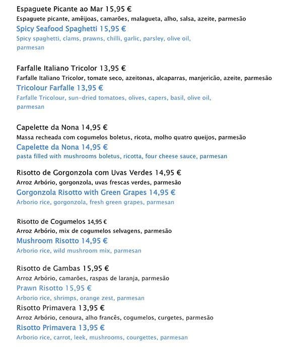 Menu at Zeno brasserie & pizza pizzeria, Estoril, Av. Aida 533