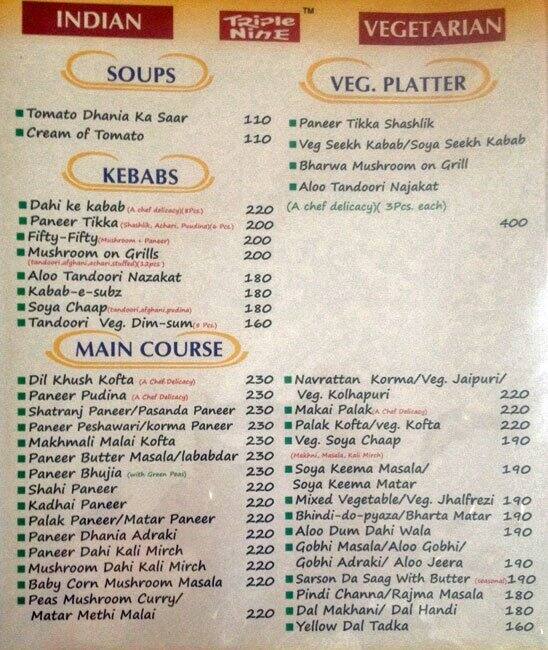Triple Nine Menu, Menu for Triple Nine, NIT, Faridabad - Zomato