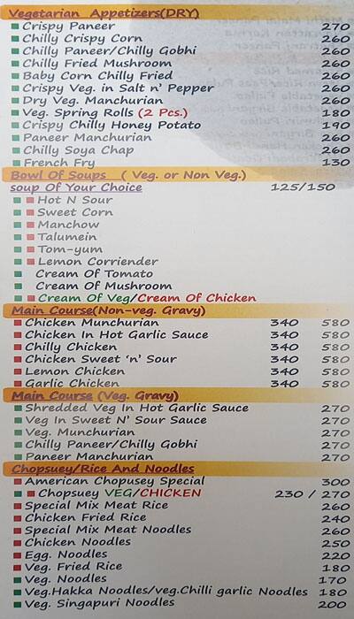 Menu at Triple Nine, Faridabad