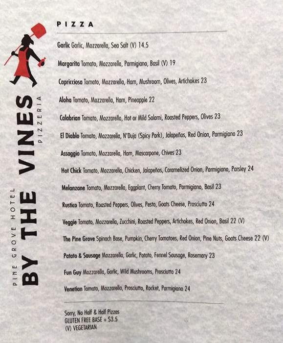 Menu at Pine Grove Hotel restaurant, Beaconsfield Upper