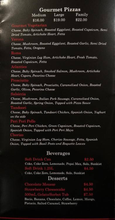 Menu at Pizza Union pizzeria, Surrey Hills