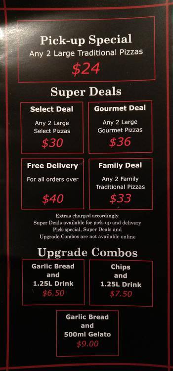 Menu at Pizza Union pizzeria, Surrey Hills